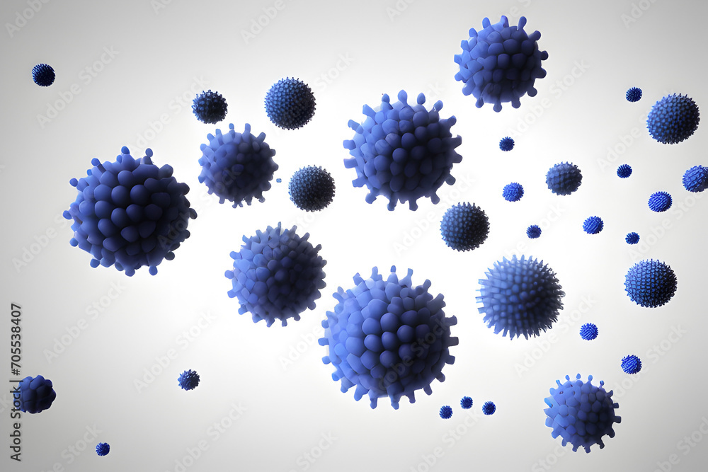 3D render models of Infectious Bacteria Pathogen Viruses floating in ...