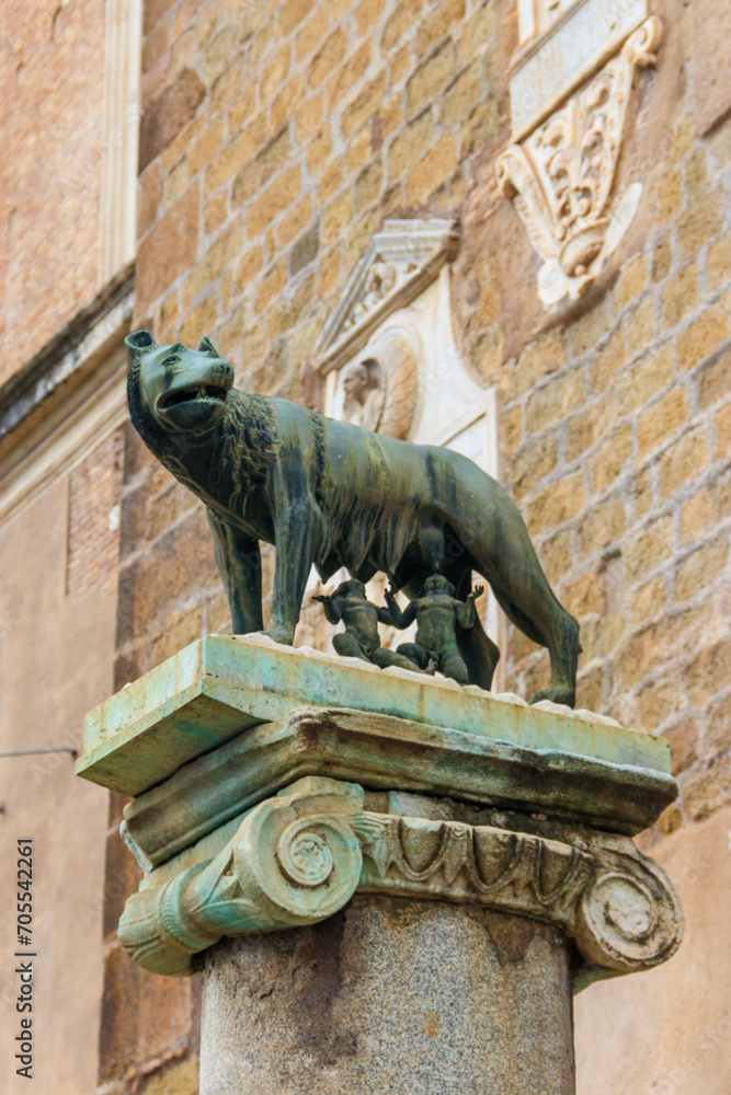 Capitoline Wolf, bronze sculpture of the mythical she-wolf suckling the ...