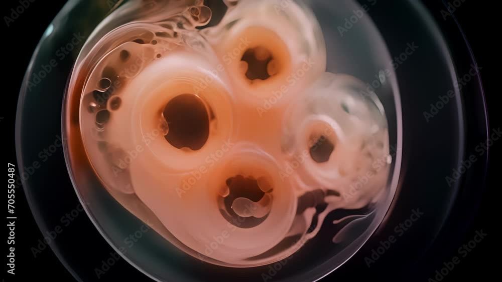 Macro closeup of a twocell human embryo, with a clear display of the ...