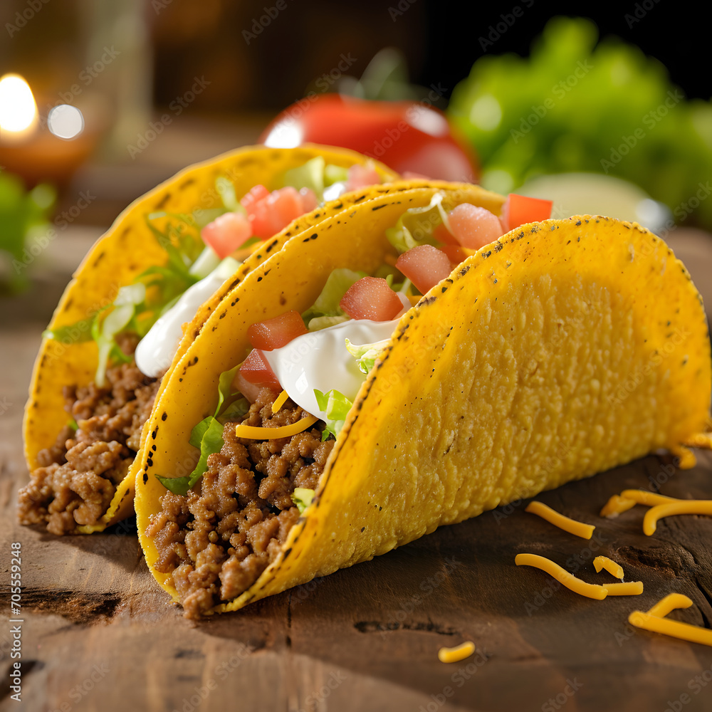 Beef Tacos: Seasoned ground beef, lettuce, cheese, salsa, and sour ...
