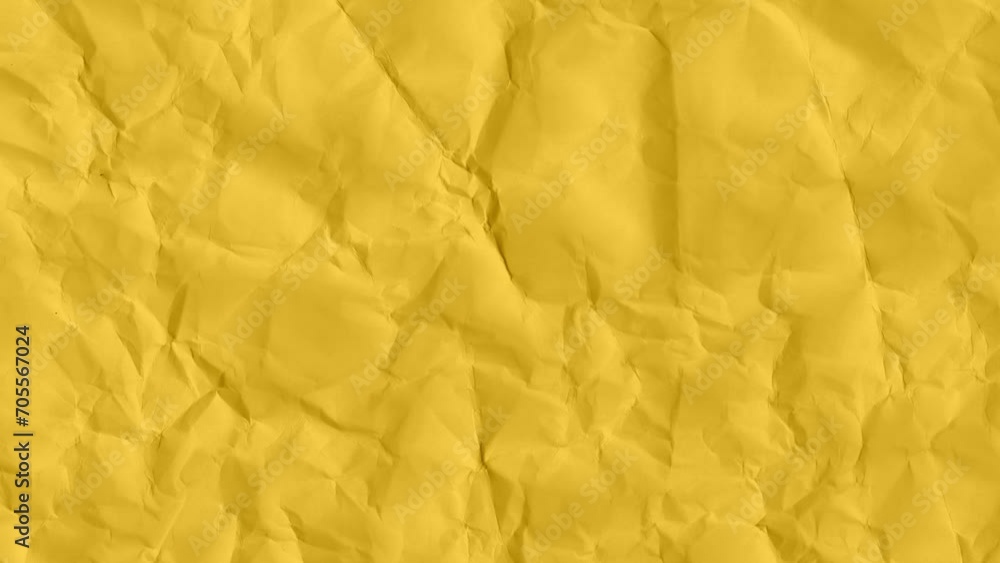 Abstract art background animation yellow crumpled paper. Realistic ...