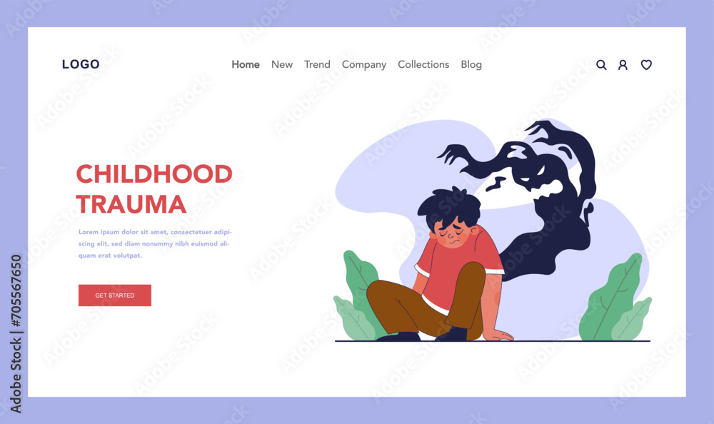 Childhood psychological trauma web banner or landing page. Impact of ...