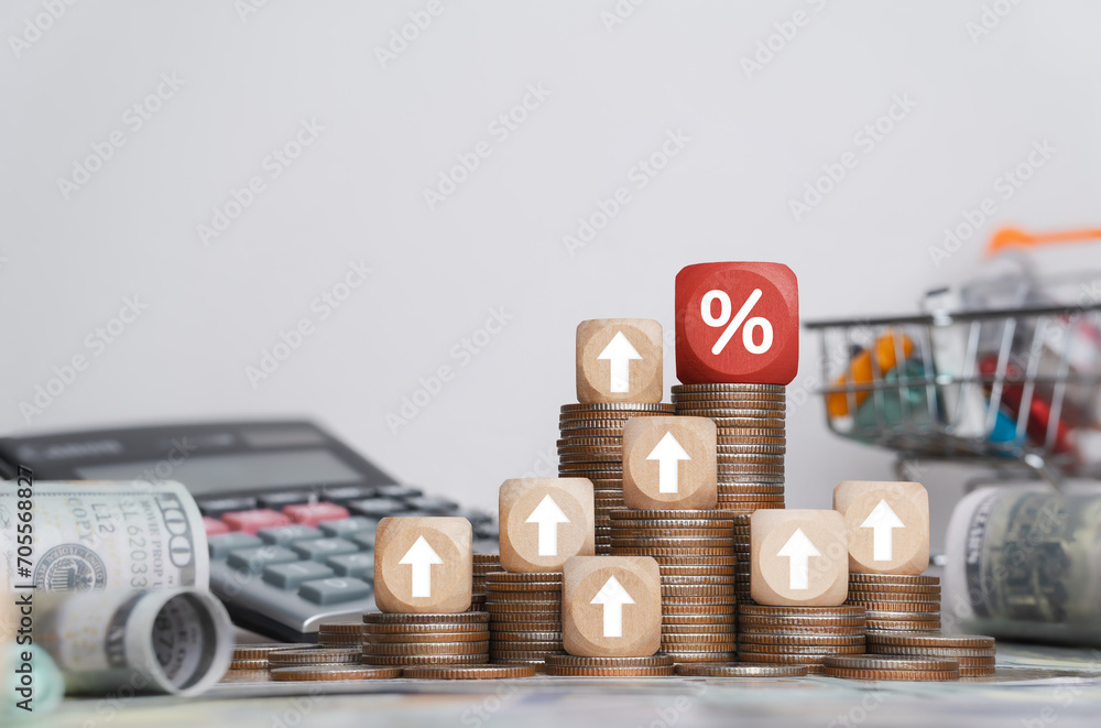 Inflation concept Inflation soars with recessions and crises. Graph of ...