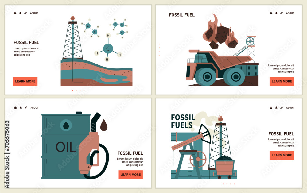 Fossil fuel web or landing set. Fossil resources extraction and its impact on climate change ...