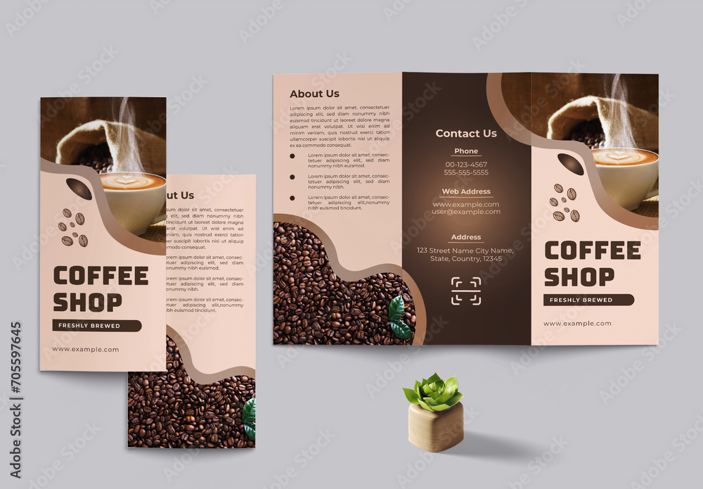 Coffee Shop Trifold Brochure Stock Template | Adobe Stock