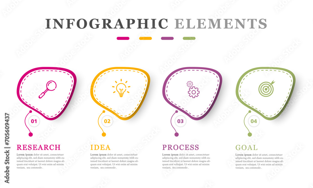 4 step vector infographic design template. Use for process diagrams ...