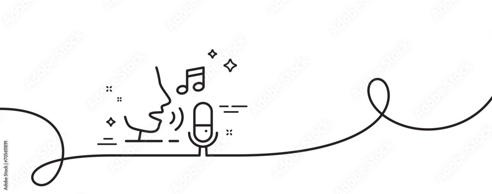 Microphone line icon. Continuous one line with curl. Studio mic sign ...