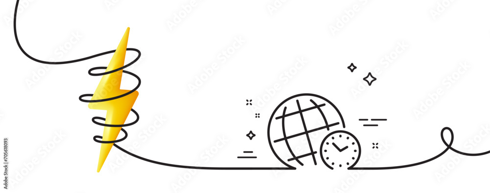 Time zone line icon. Continuous one line with curl. World clock sign ...