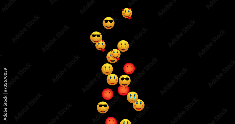 Illustration of live reactions of emoji icons in an alpha channel ...