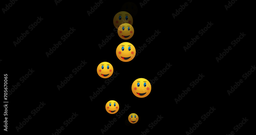 Illustration of live reactions of happy emoji icons in an alpha channel ...