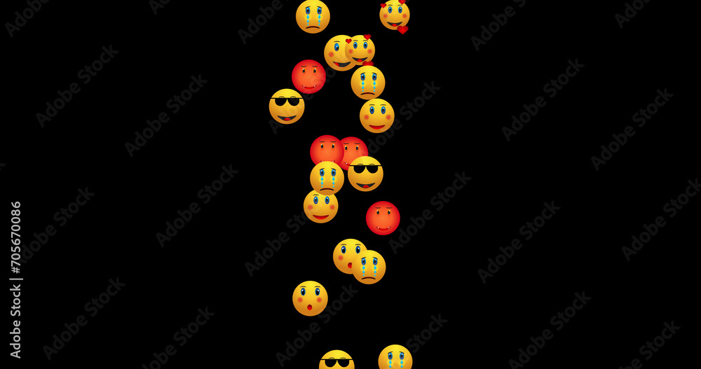 Illustration of live reactions of emoji icons in an alpha channel ...