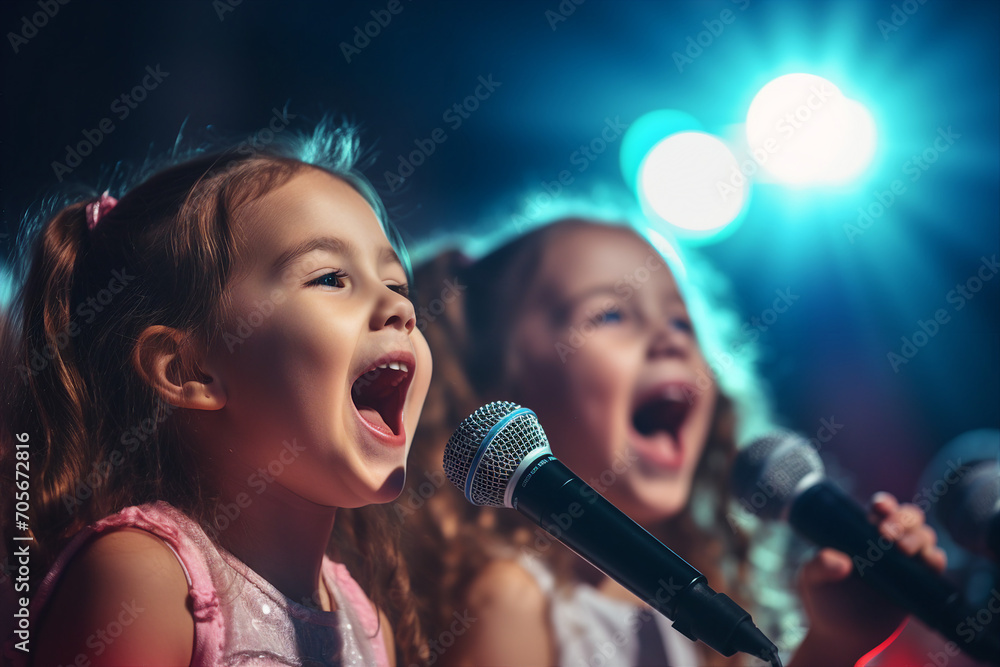 Generative AI technology picture kids on stage concept ready for ...