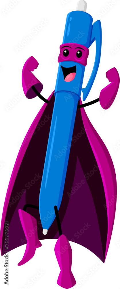 Cartoon pen school supply superhero and defender character. Isolated ...