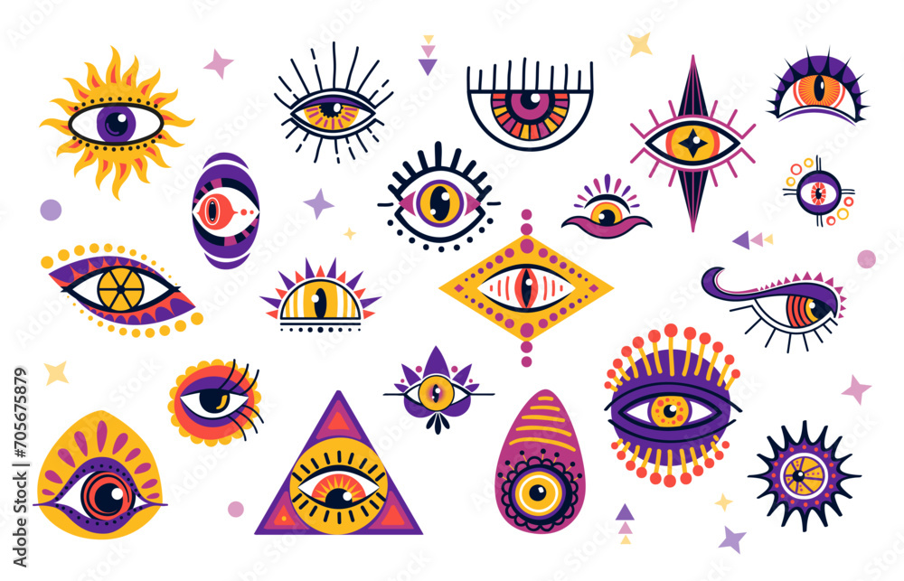 Magical witchcraft eyes ablaze with mystic hues, unveil enchanting ...