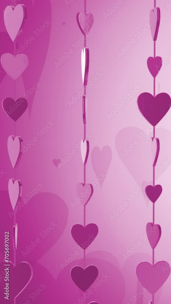 Valentines Day Hot Pink Abstract Hearts Vertical Background Loop Stock ...