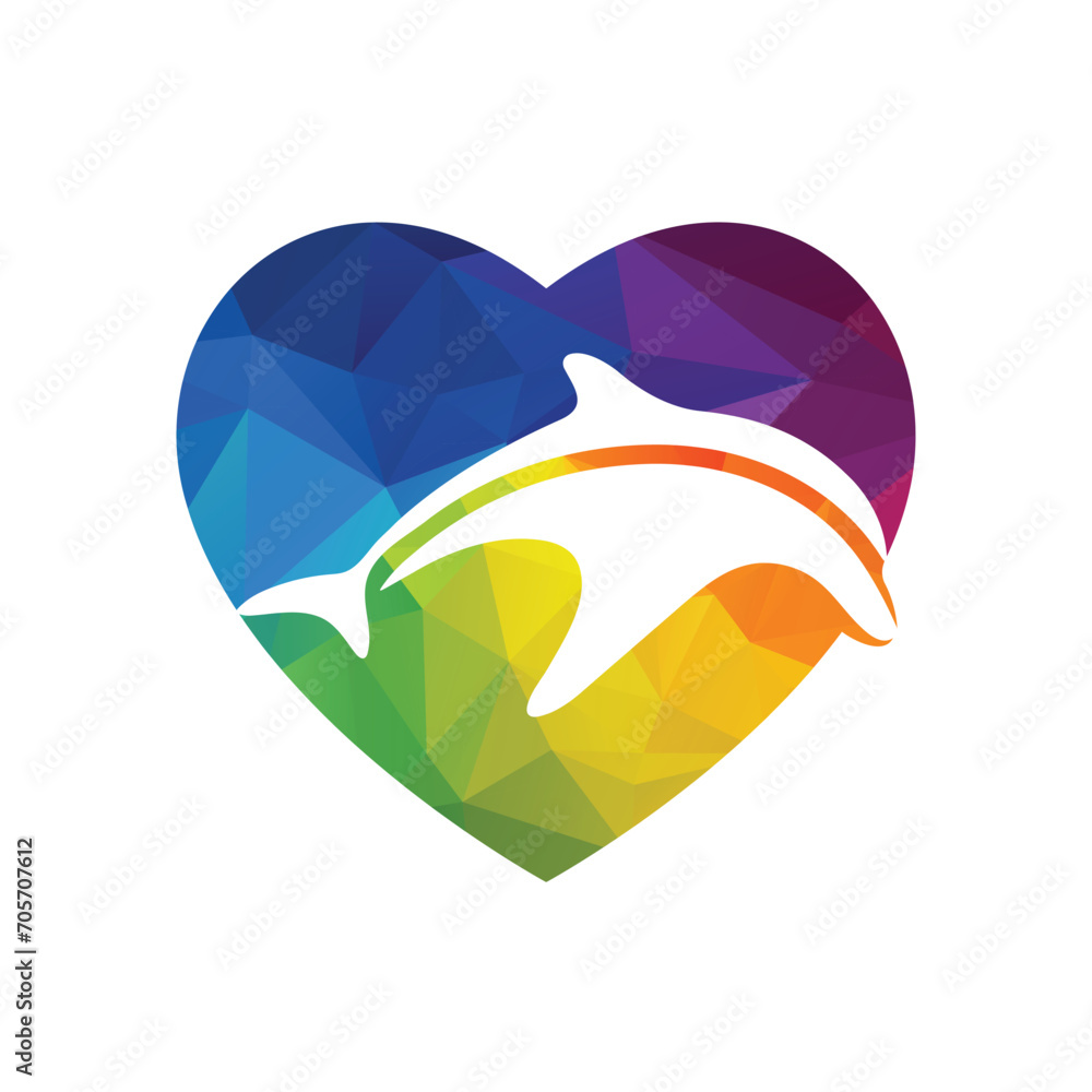 Dolphin love vector logo design. Dolphin and heart icon icon design ...