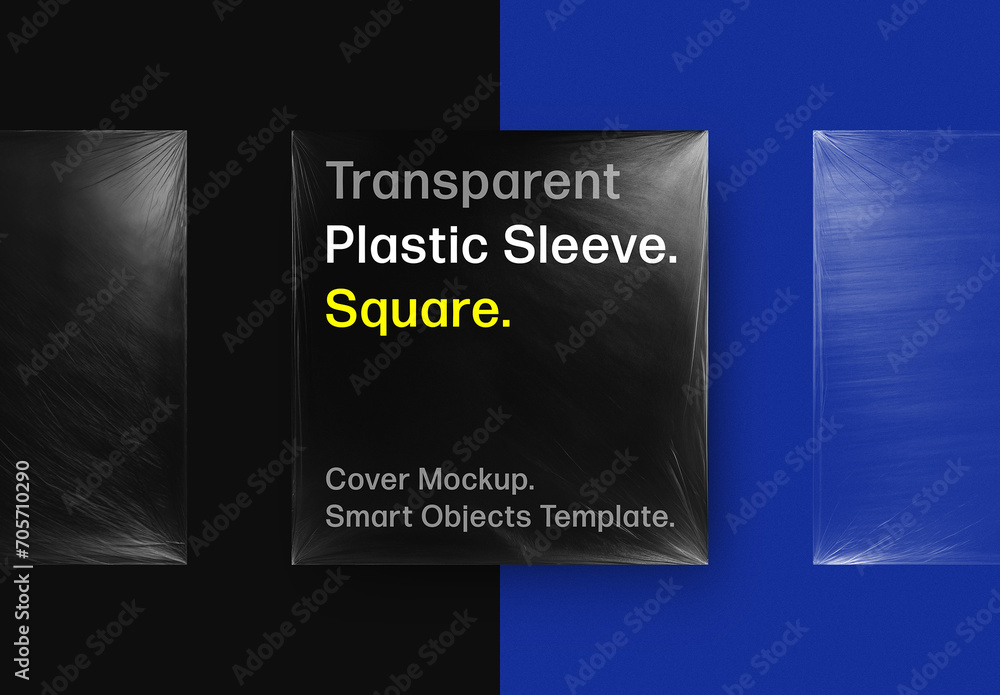Square Transparent Plastic Sleeves Mockup With Generative AI Stock ...