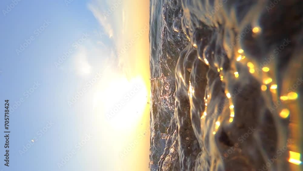 Sea and sun. Sea water surface with ripple waves and sunny path ...