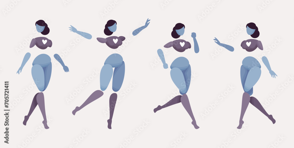 Embodied AI moving, abstract female figure representing smart speaker ...