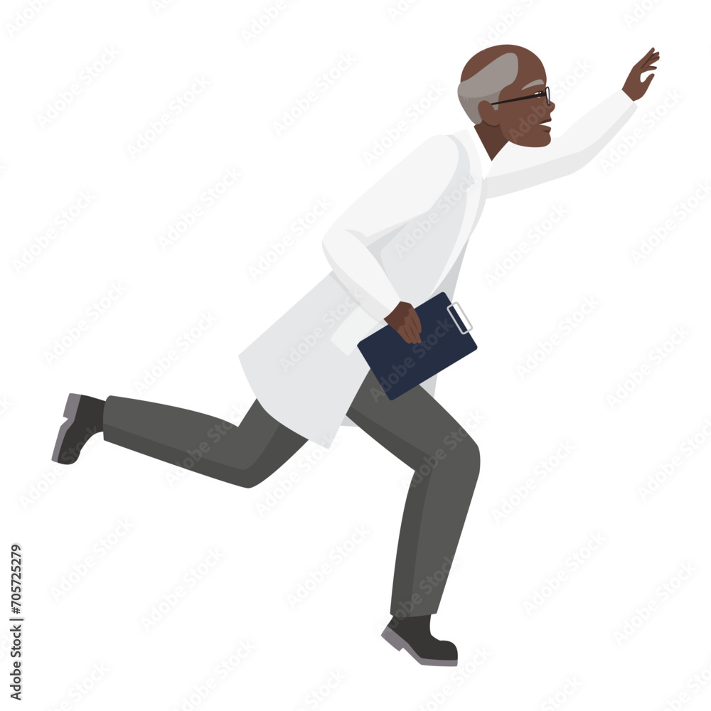 Running doctor man. Hospital emergency, medical worker in a hurry ...