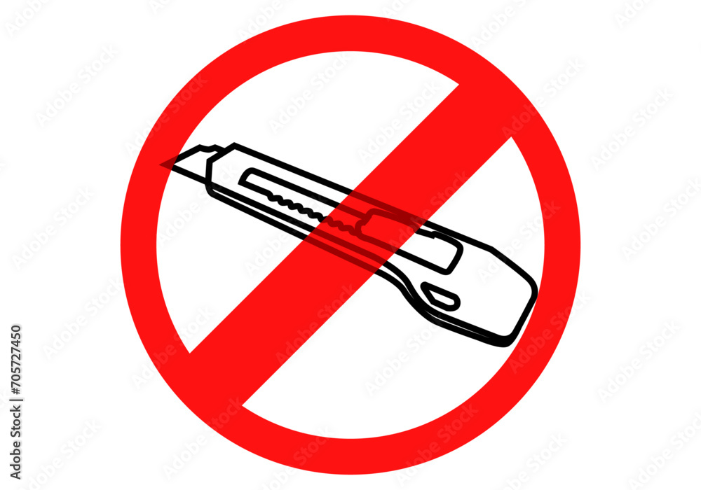 Señal de prohibido objetos cortantes o cutters. Stock Vector | Adobe Stock