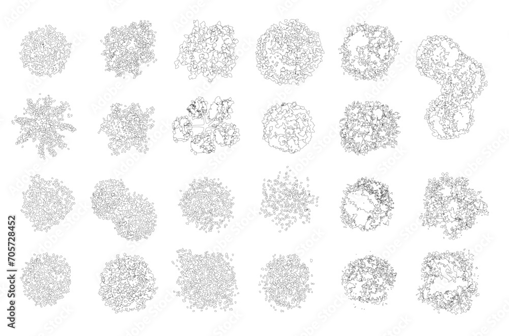 Vector tree top view isolated on white background for landscape plan ...