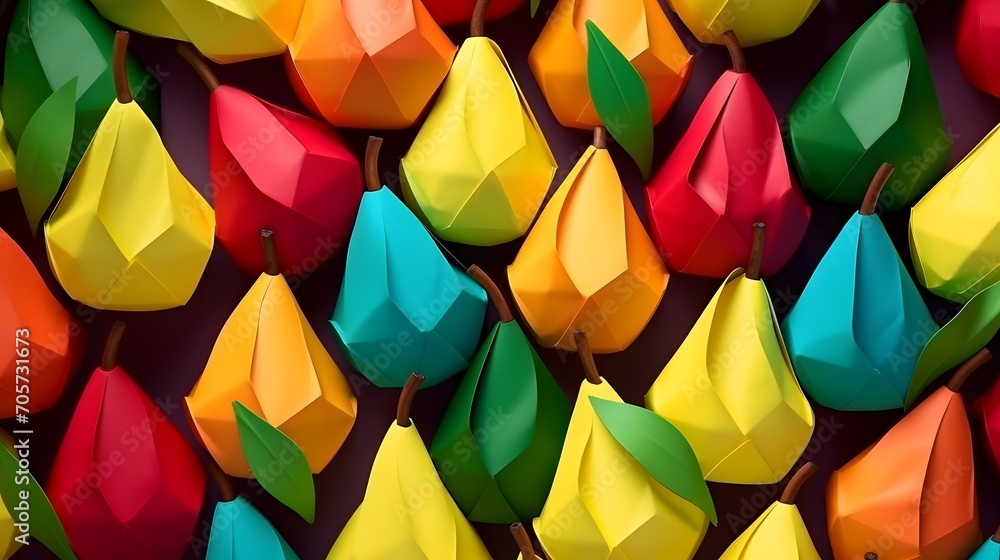 AI generated illustration of an array of pears in various vibrant ...