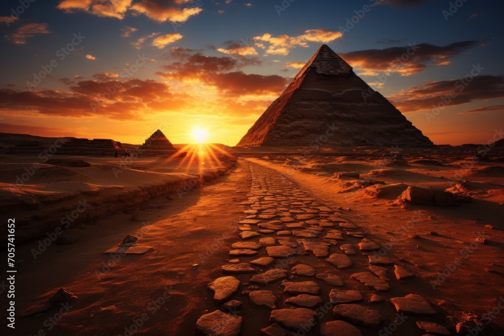 the sun rises over the pyramids of giza, egypt, as the sun rises over ...