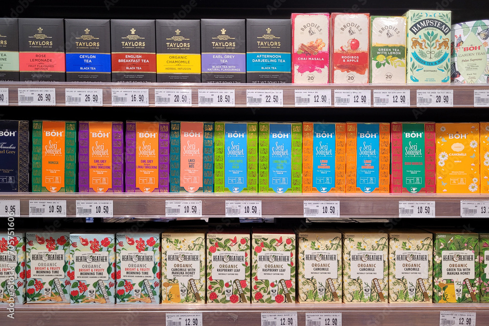 PENANG, MALAYSIA - 1 DEC 2023: An assortment of local and imported ...