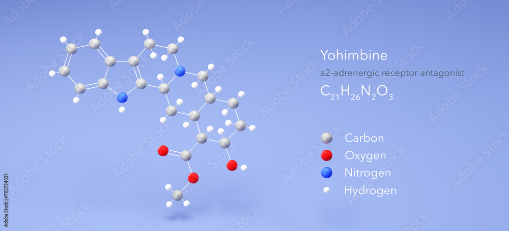 yohimbine molecule, molecular structures, quebrachine, a2-adrenergic ...