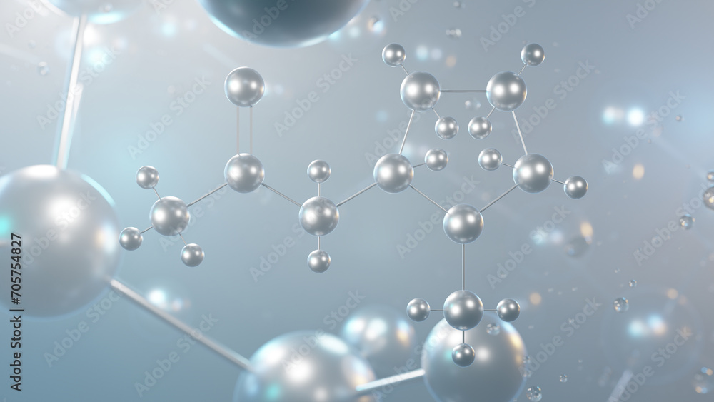 hygrine molecular structure, 3d model molecule, pyrrolidine alkaloid ...