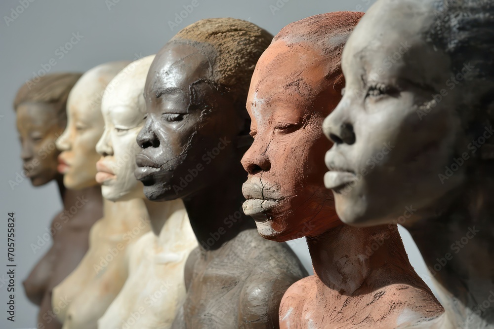 Inclusion and diversity concept: Sculptures of female with different ...