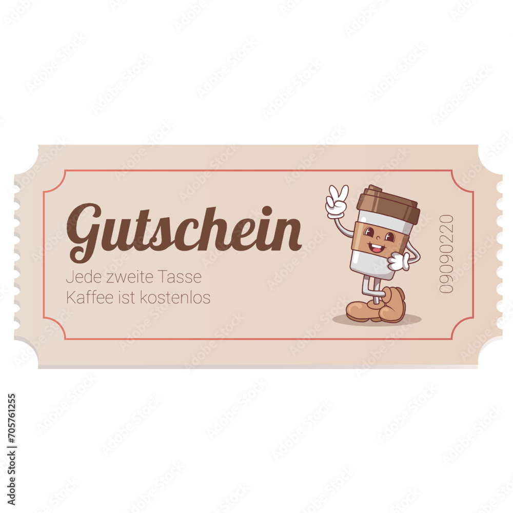illustration of a ticket. Gutschein fur Kafee. Coupon, Voucher for ...