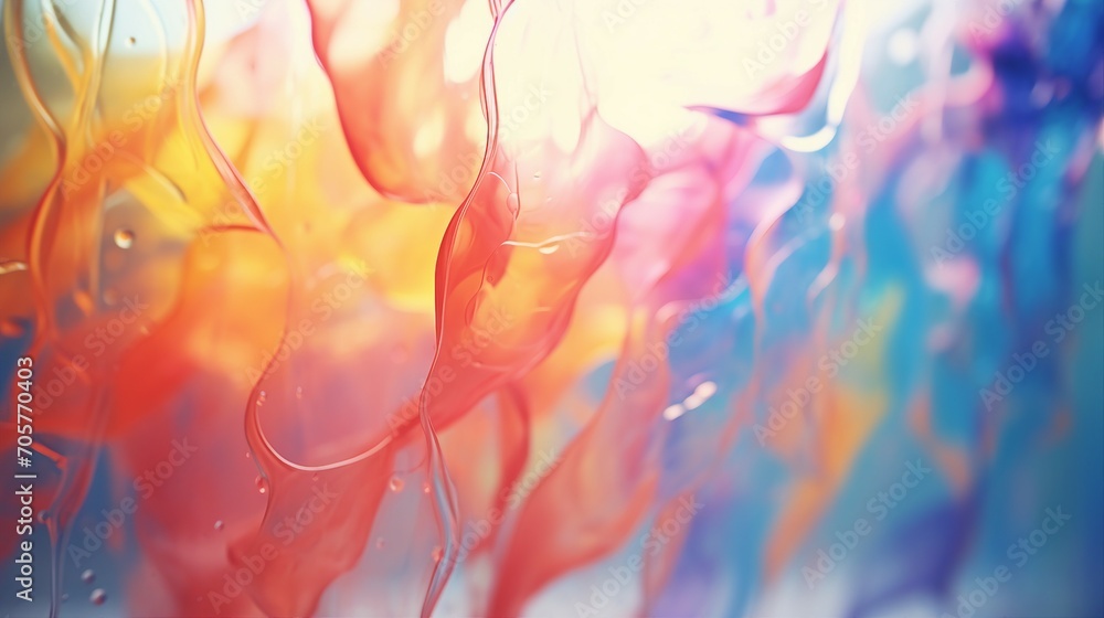 Closeup through window of vibrant and colorful water spreading ...