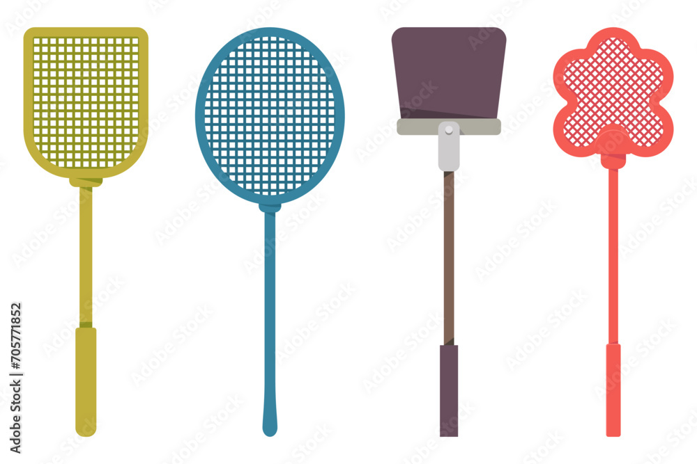 Fly swatter vector cartoon set isolated on a white background. Stock ...