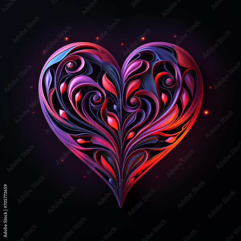 Love abstract art symbol that is a combination of lines and objects and ...