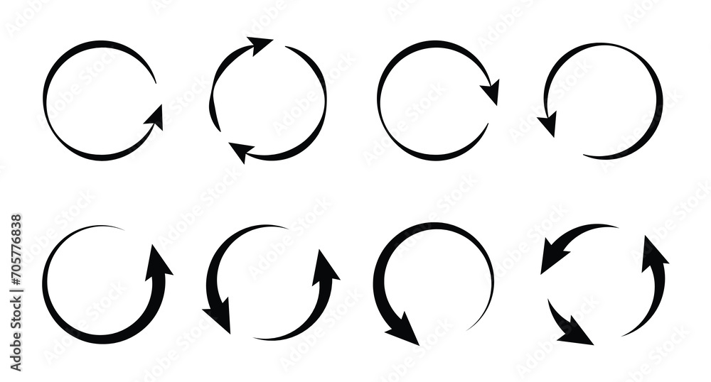 8 round circle arrow icon. Simple illustration of round circle arrow ...