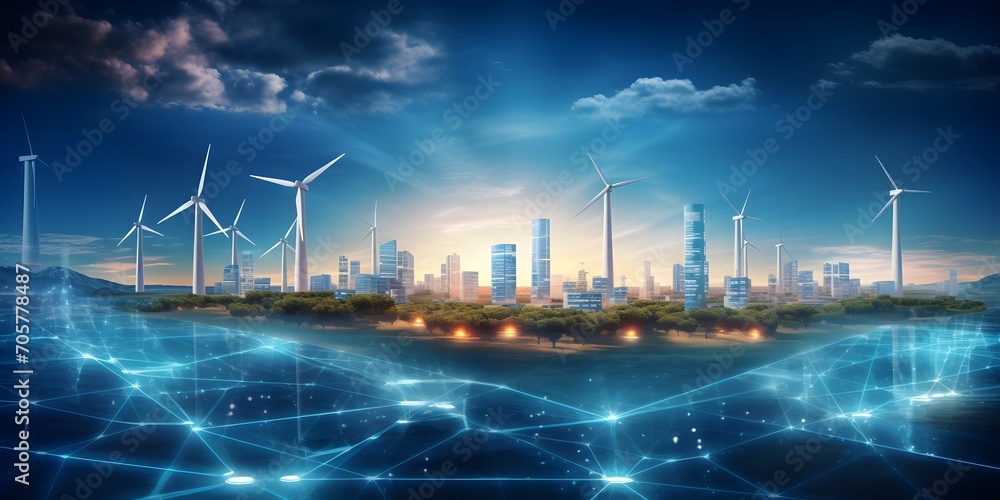 solar cell plant and wind generators in urban area connected to smart ...