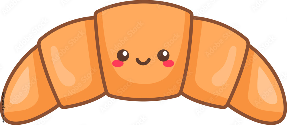 Kawaii croissant cartoon character flat design Stock Vector | Adobe Stock