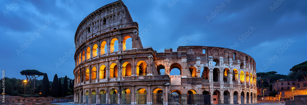 Marvel at the grandeur of Colosseum Rome under the captivating sky blue ...