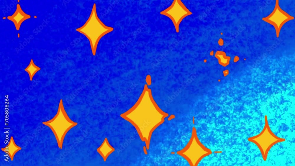 Abstract background with glowing blue sky and golden stars twinkeling ...