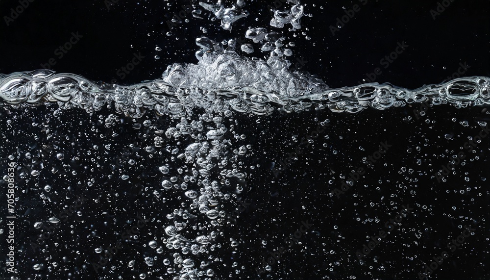 soda water bubbles splashing underwater against black background cola ...