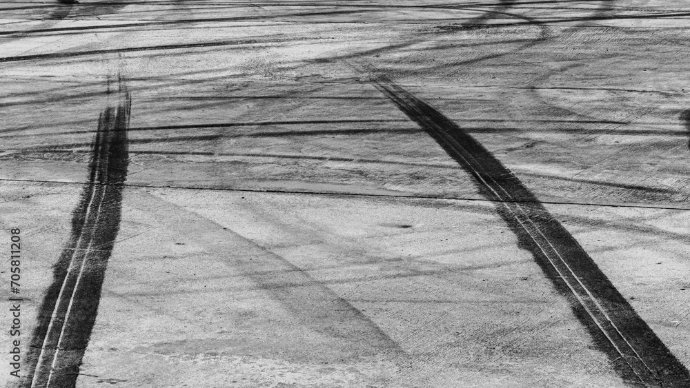 Tire track mark on asphalt tarmac road race track texture and ...