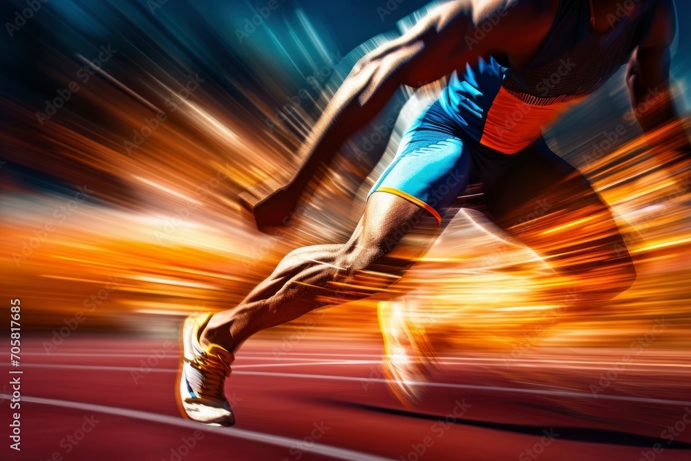 Runner on track. Action photography of a runner running on a running ...