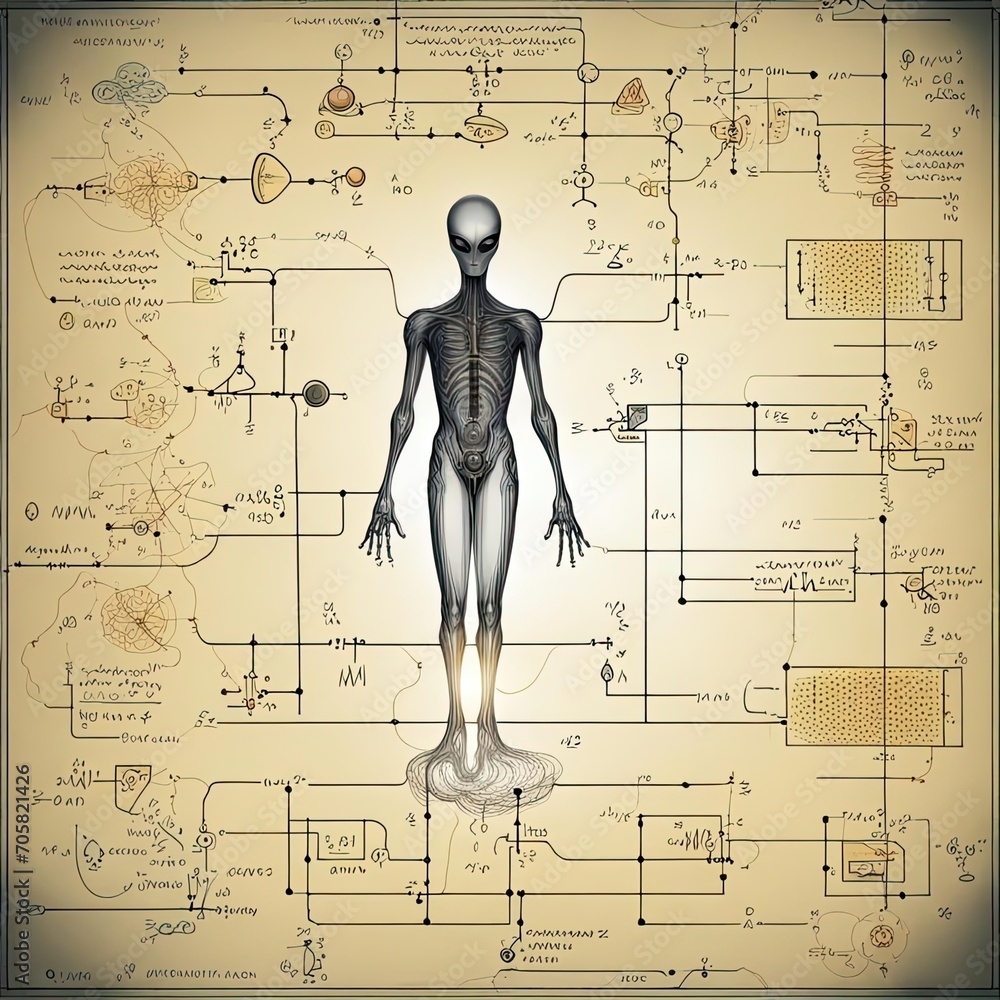 hypothetical alien scientific formulas and schemes describing unknown ...