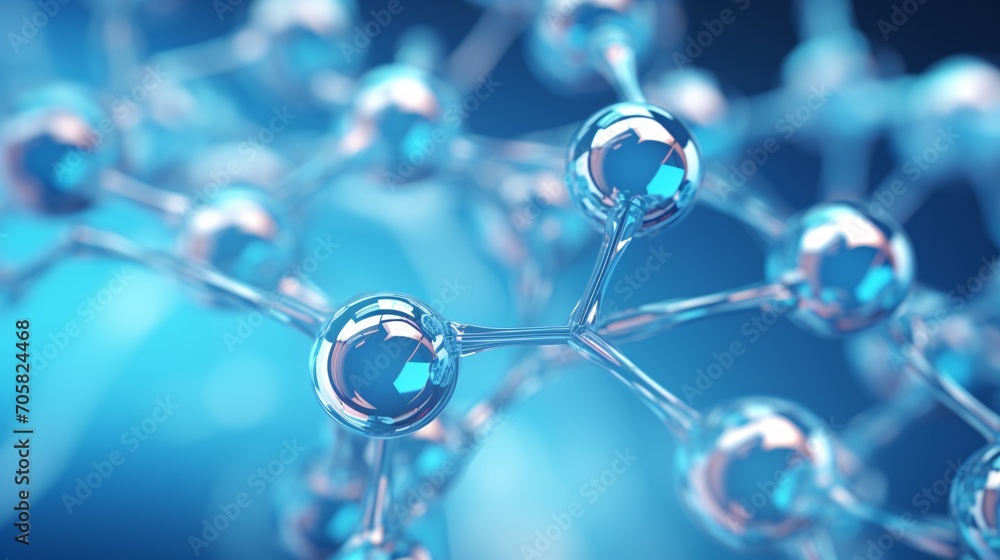 Molecular Structure: A Blue and Silver Molecule Generative AI Stock ...