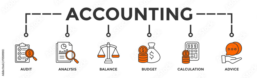Vetor de Accounting banner web icon vector illustration concept for ...