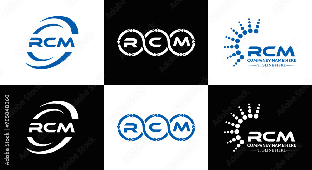 RCM logo. R C M design. White RCM letter. RCM, R C M letter logo design. Initial letter RCM ...