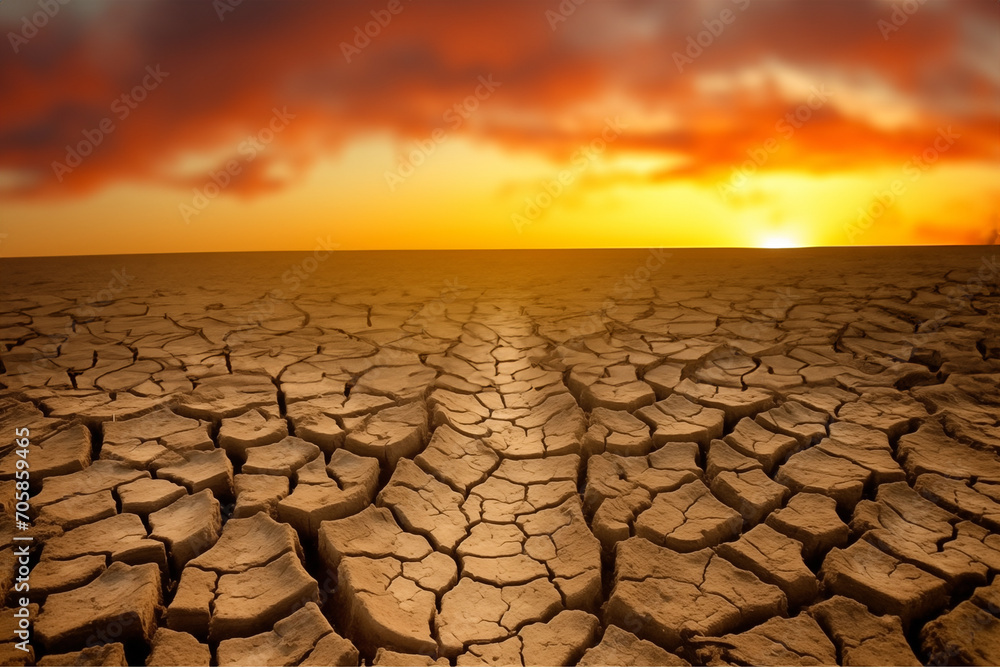 Dry river in desert. Drought land in Global drought. Dry cracked earth ...