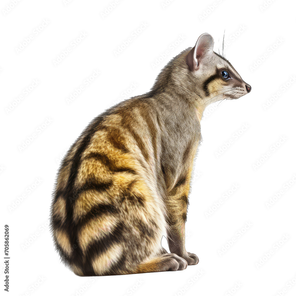 Banded Palm Civet sideview. Wild animals become extinct isolated on ...
